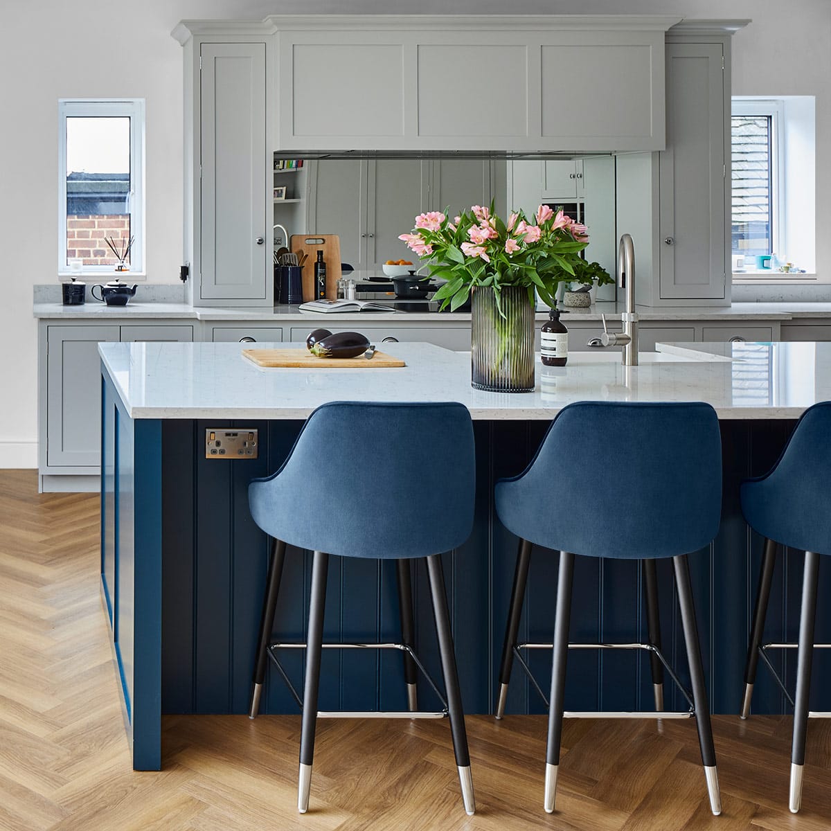 Blue velvet breakfast bar stools store