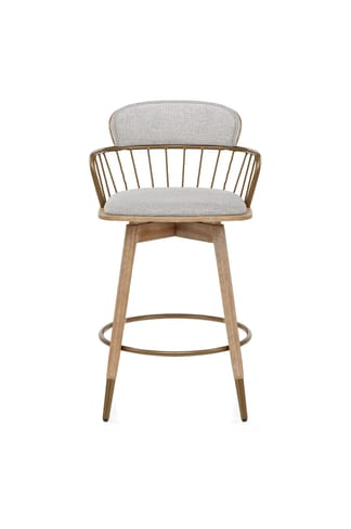 Opera Bar Stool Oak & Grey Fabric - Atlantic Shopping