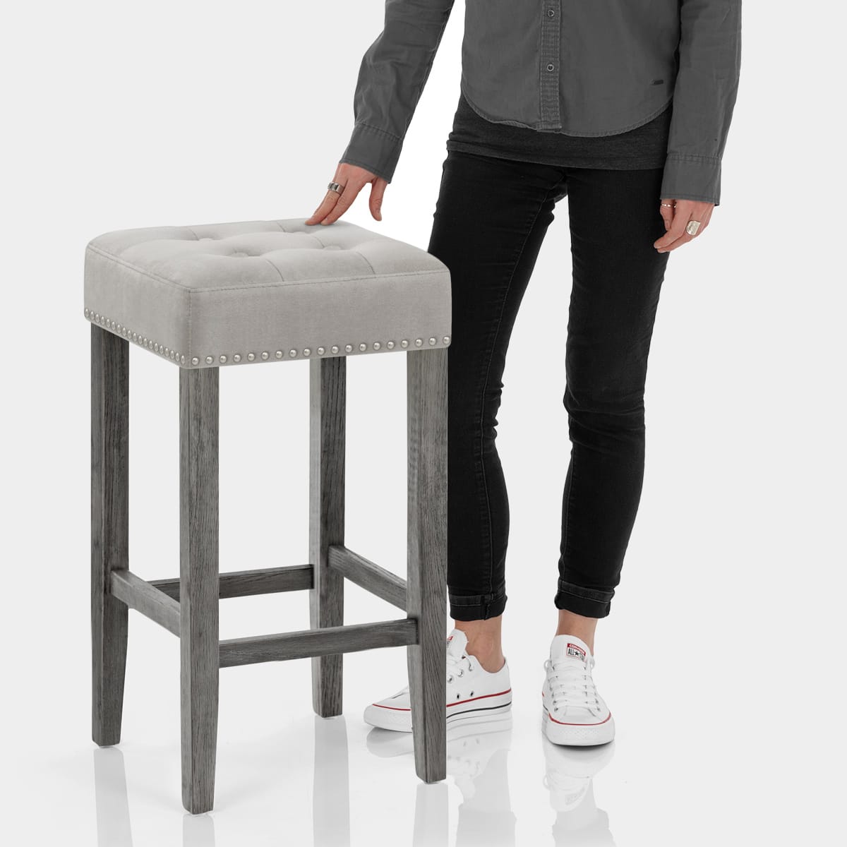 Dove Bar Stool Grey Velvet - Atlantic Shopping