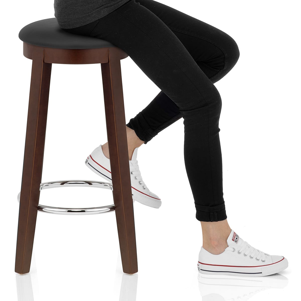 Ikon Kitchen Stool Walnut & Black - Atlantic Shopping