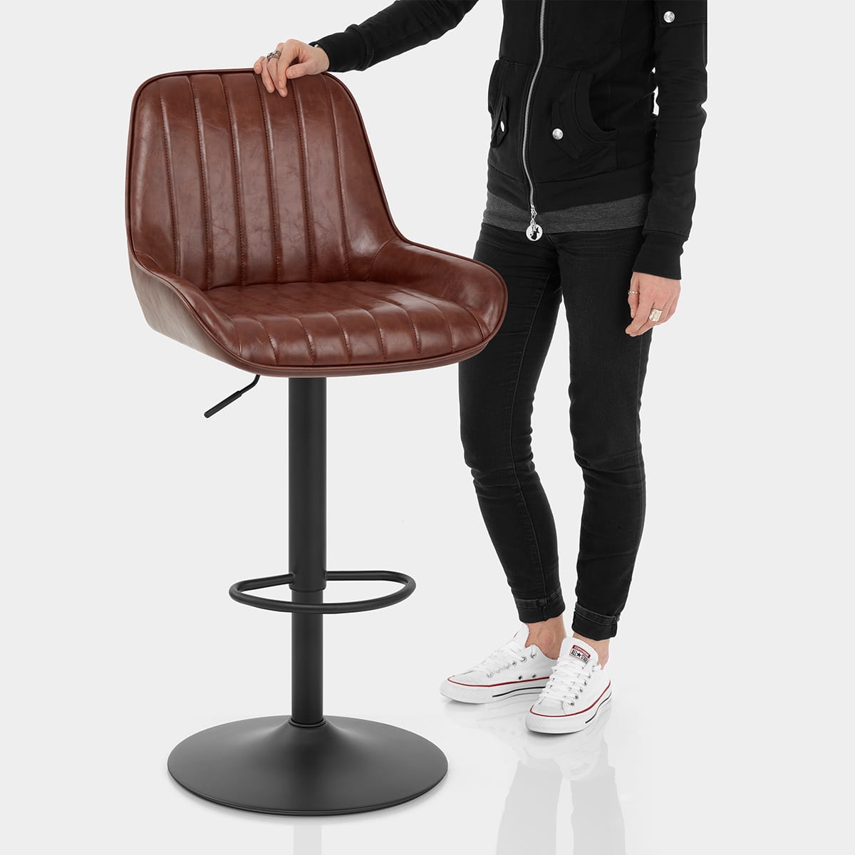 Mustang Gas Lift Bar Stool Antique Brown - Atlantic Shopping